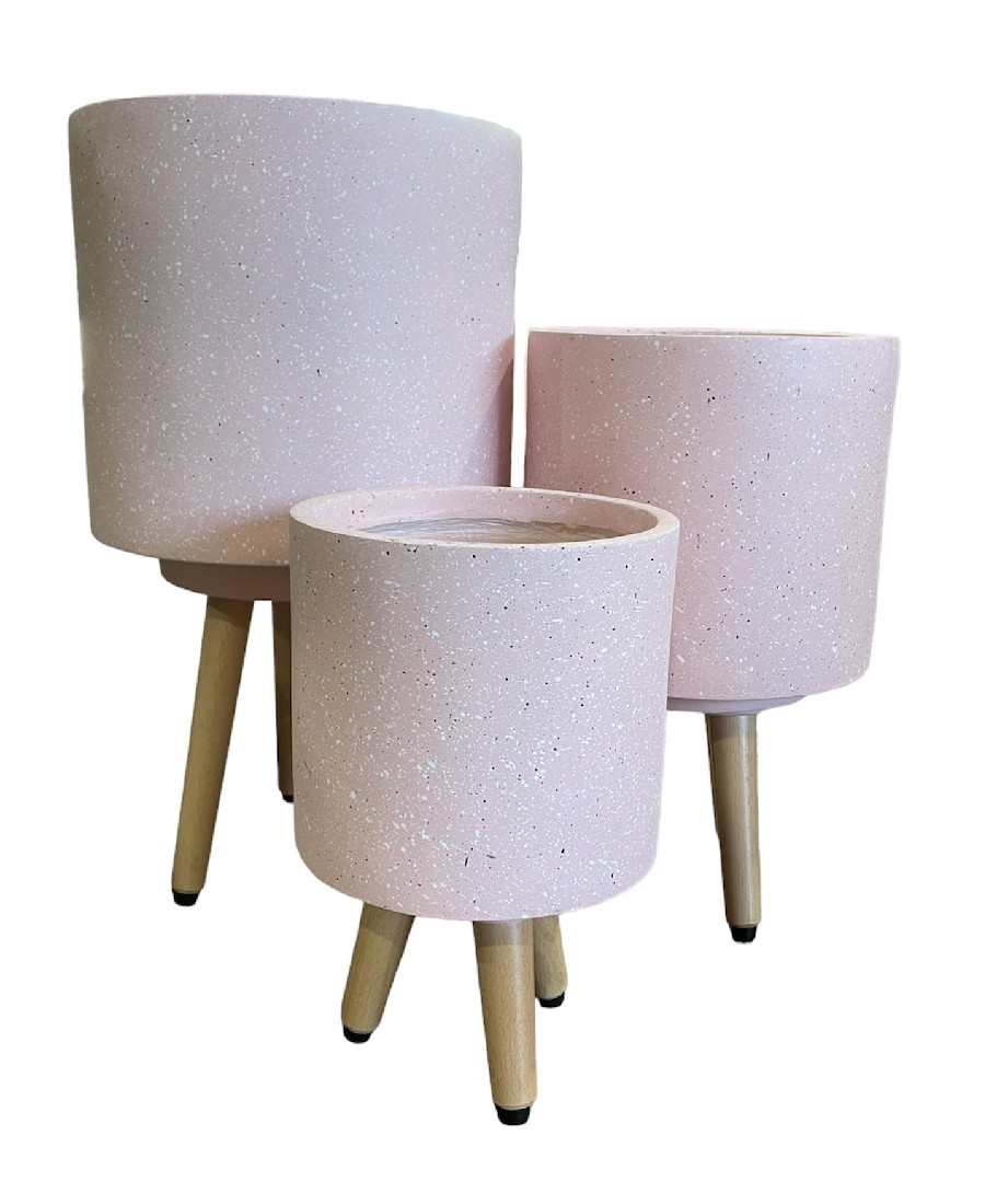 Pot Asher Cylinder Tripod Pink TZ Sml C | The Garden Feast